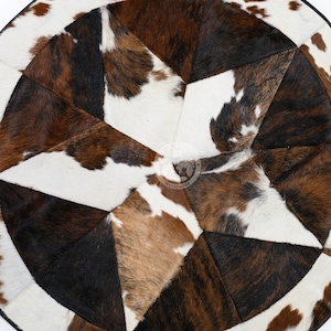 Western Round Star Patchwork Cowhide Rug – Unique Décor for Your Home ...