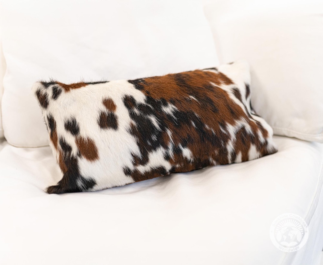 Tricolor Cowhide Pillow Cover – Ranch Style Decor – Hair-on Hide Pillow ...