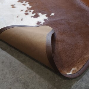 Genuine Leather Binding Cowhide Rug, Hereford Actual Size 7.0X7.4 FT ...