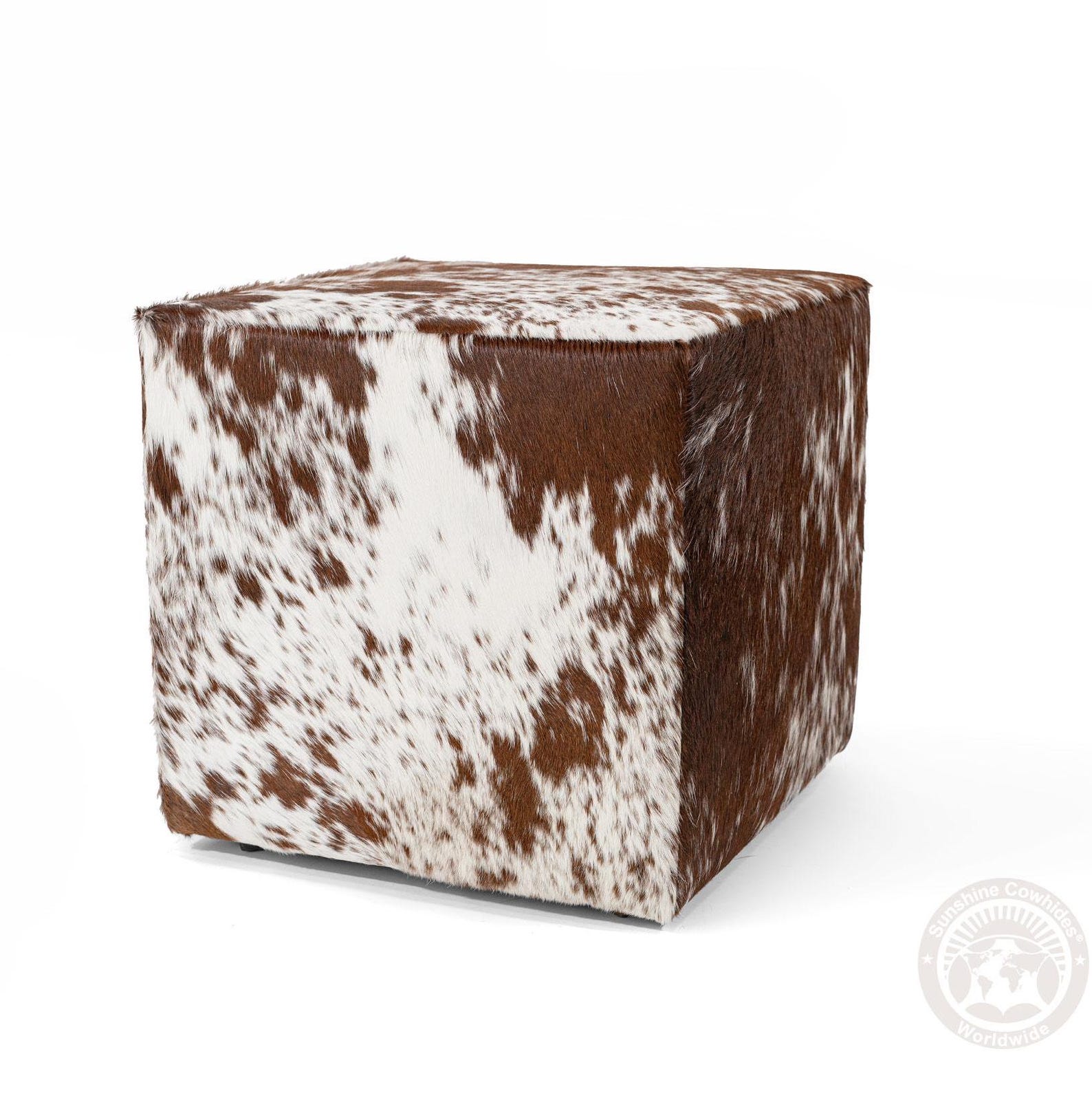 Handmade Leather Pouf | Unique Natural Cowhide Decor - 18x18x19'' - Etsy