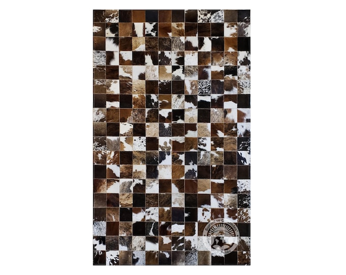 Patchwork Cowhide Rugs Squares Patchwork Cowhide Rug White to Dark Brown - Etsy Canada
