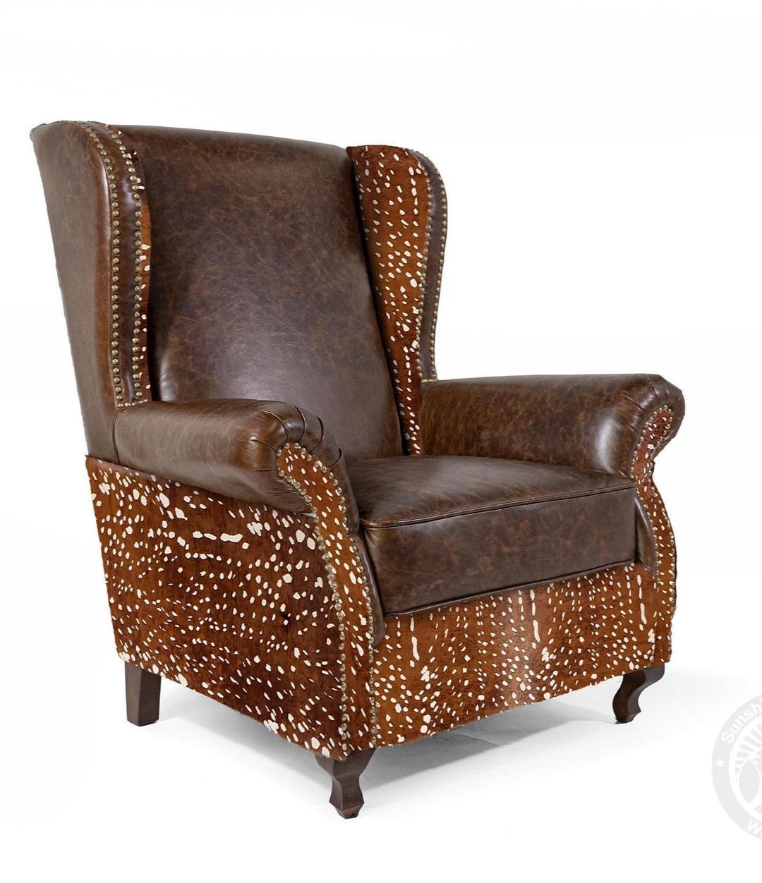 Handmade Cowhide Wingback Chair: Unique Animal Print Leather - Etsy
