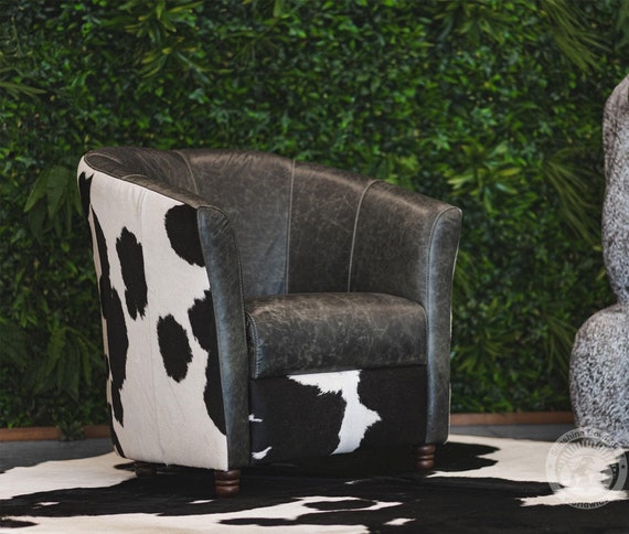 Cowhide barrel chair store