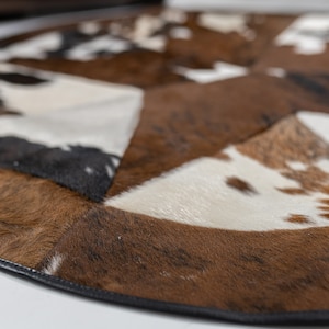 Western Round Star Patchwork Cowhide Rug – Unique Décor for Your Home ...