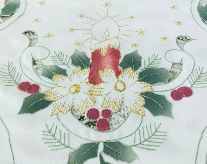 Vintage Cutwork Embroidery Christmas Table Runner Machine Embroidery ...