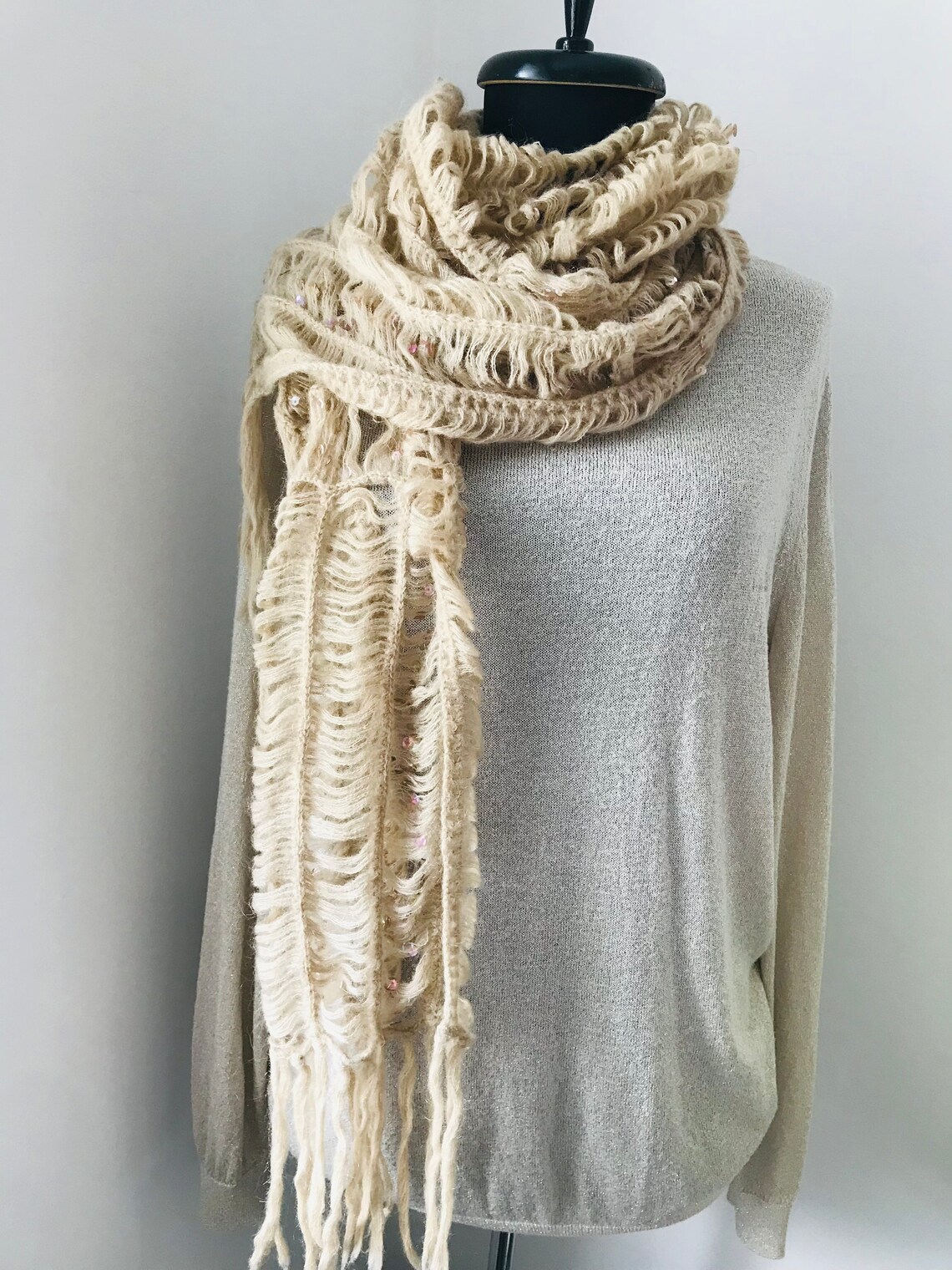 MARELLA Mohair Scarf - Mohair Scarf With Sequins - Etsy