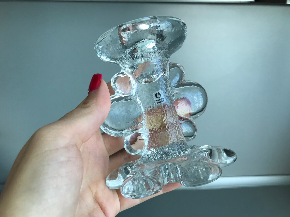 Vintage Set of 2 Pukeberg Sweden Glass Candle Holder | Etsy