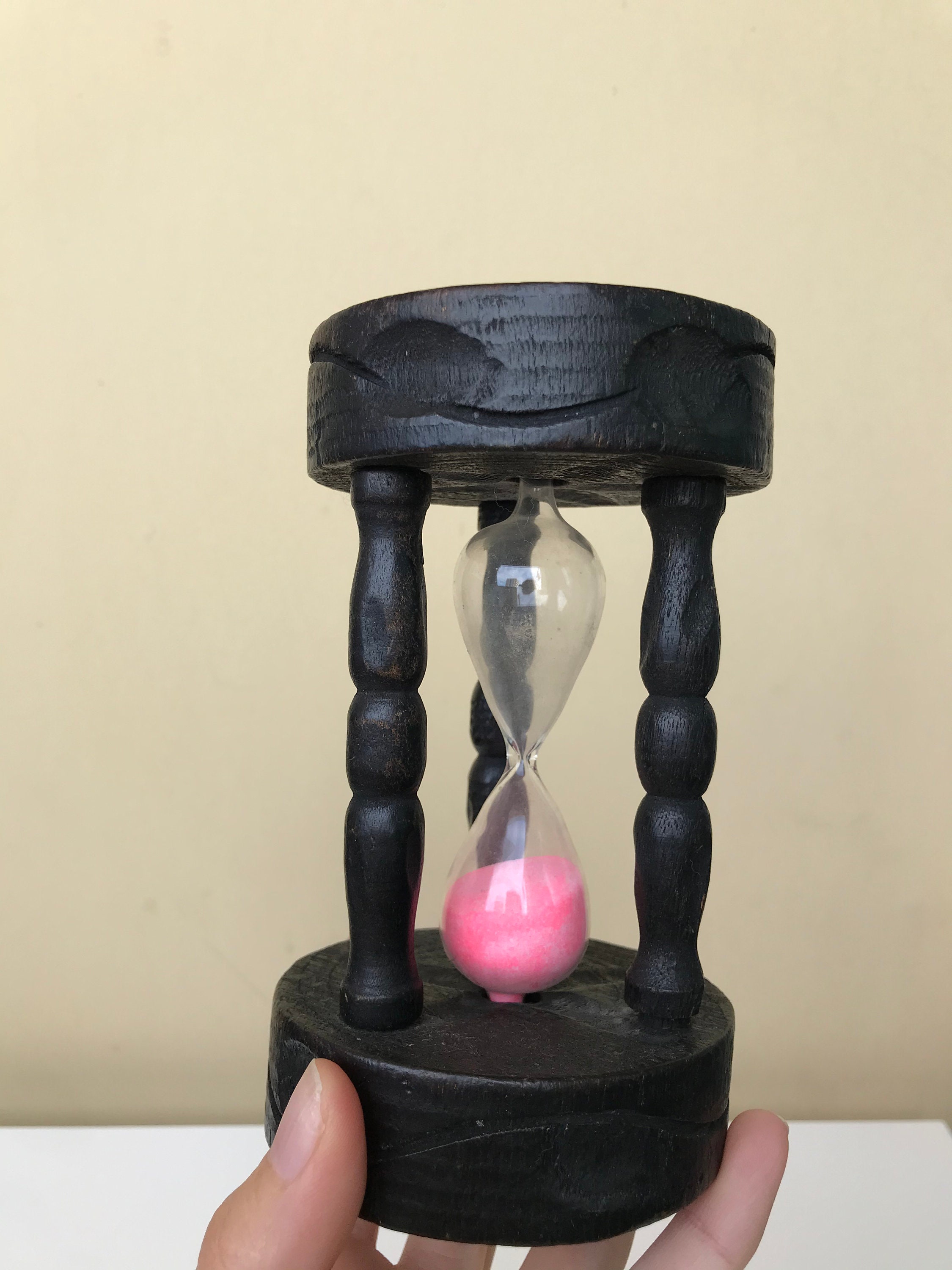 Vintage Wooden Hourglass - Sand Clock - Sand Timer - Sand Glass - Wood ...