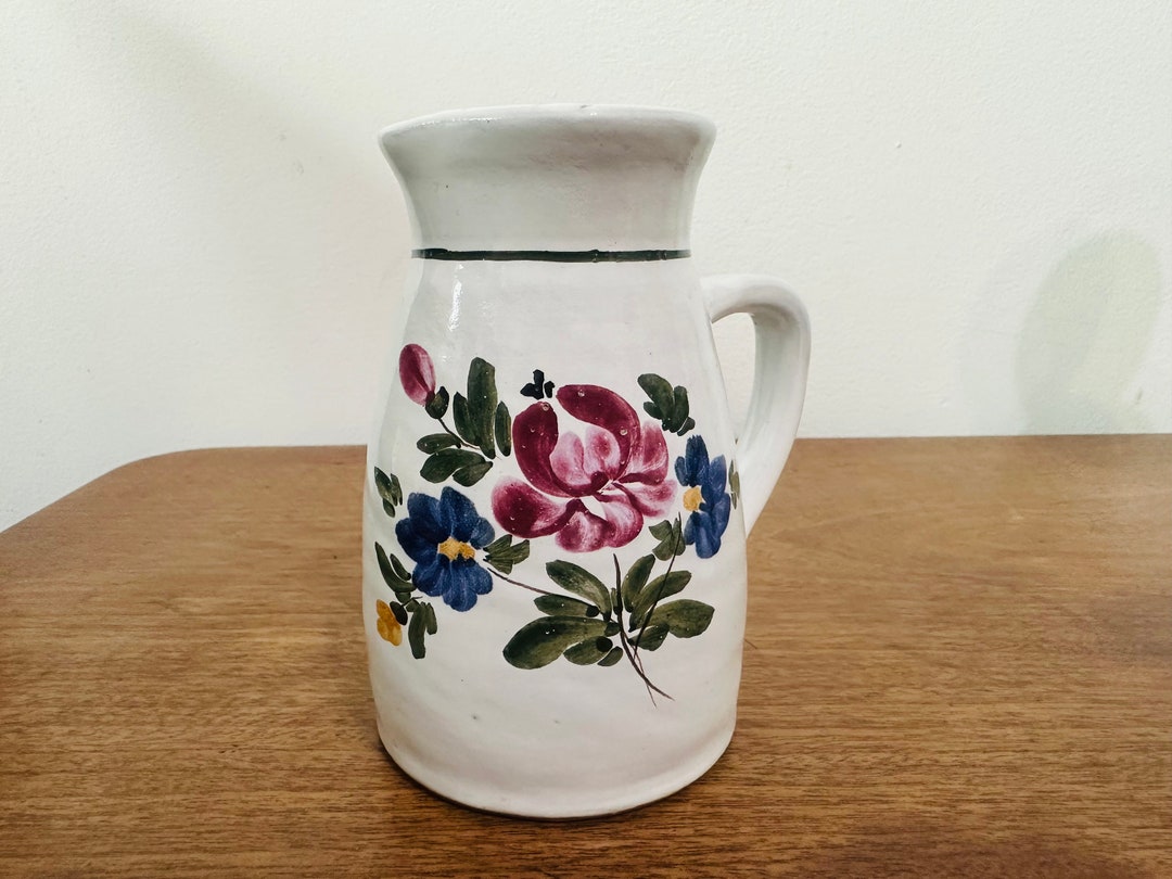 Buy Vintage Hand Painted Pitcher With Flowers Handgemalt Alpenflora ...