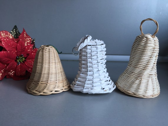 Set of 3 Woven Wicker Bells Decorative Bell Christmas | Etsy