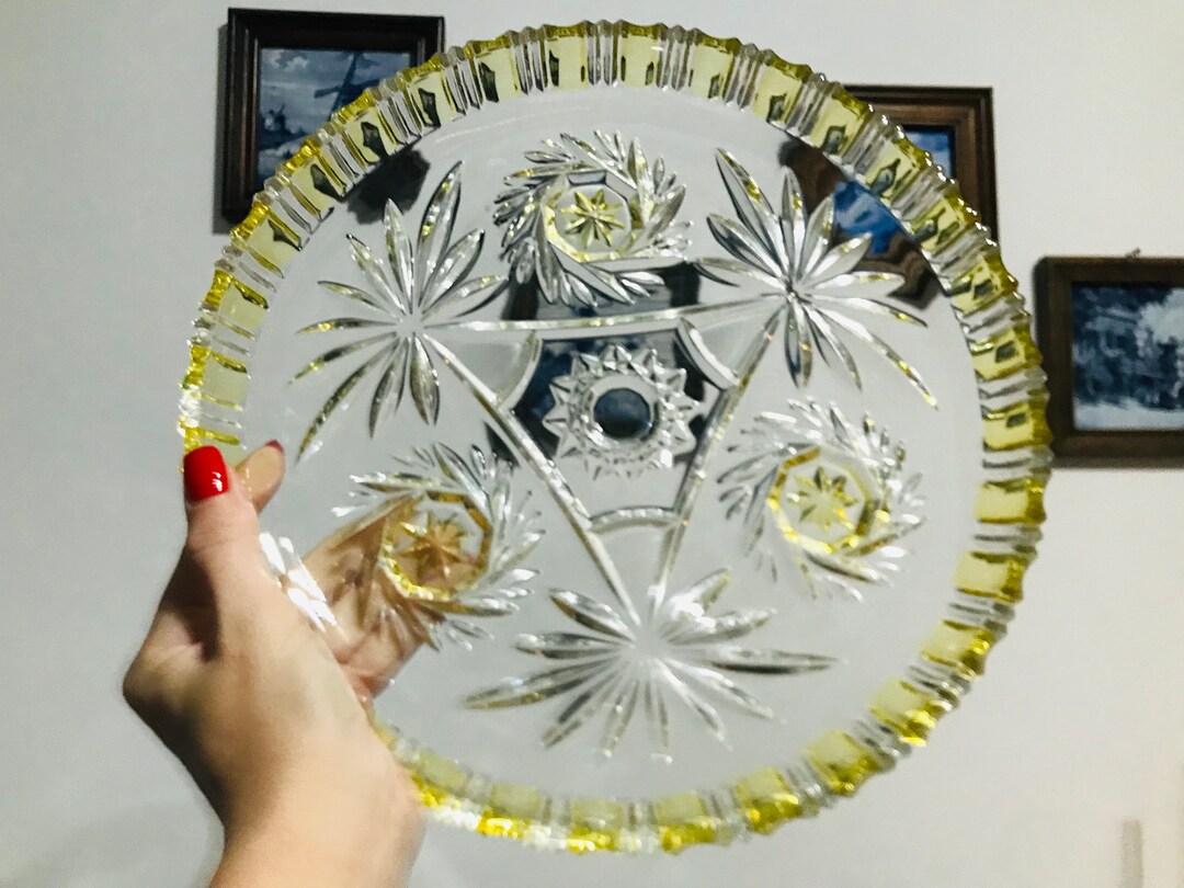 Vintage Walther Crystal Glass Large Cake Platter (13) - Etsy