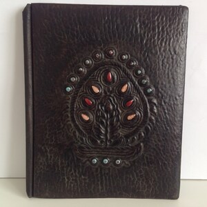 Genuine Embossed Leather Folder - Vintage Leather Book Cover - Large ...