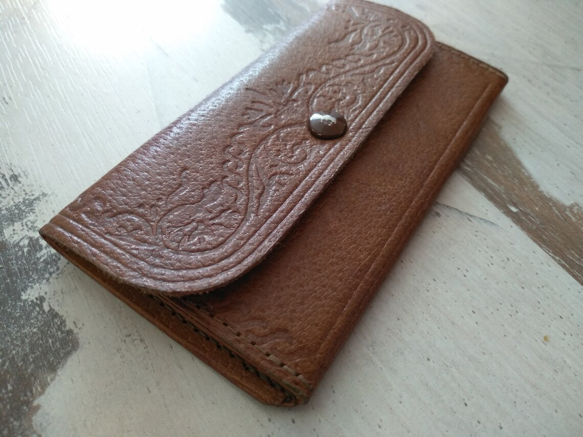 Vintage Brown Genuine Leather Wallet Natural Leather Wallet - Etsy