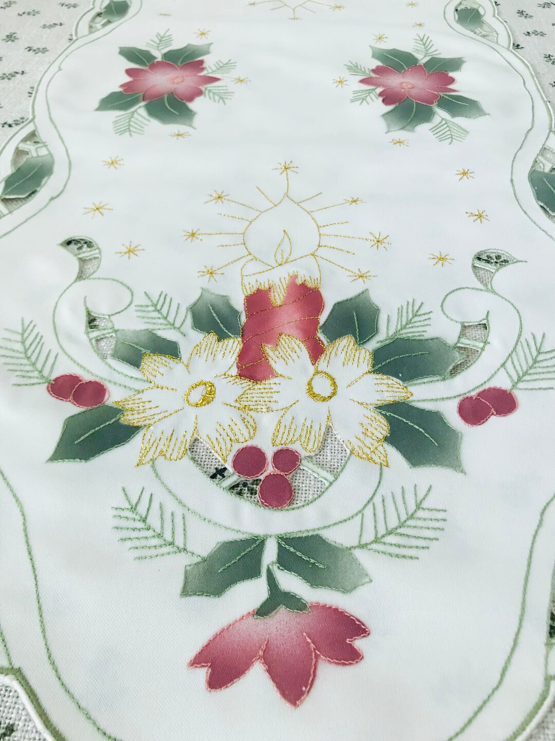 Vintage Cutwork Embroidery Christmas Table Runner Machine - Etsy