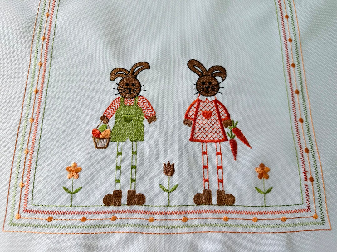 Vintage Germany Easter Table Runner - Machine Embroidery Table Runner ...