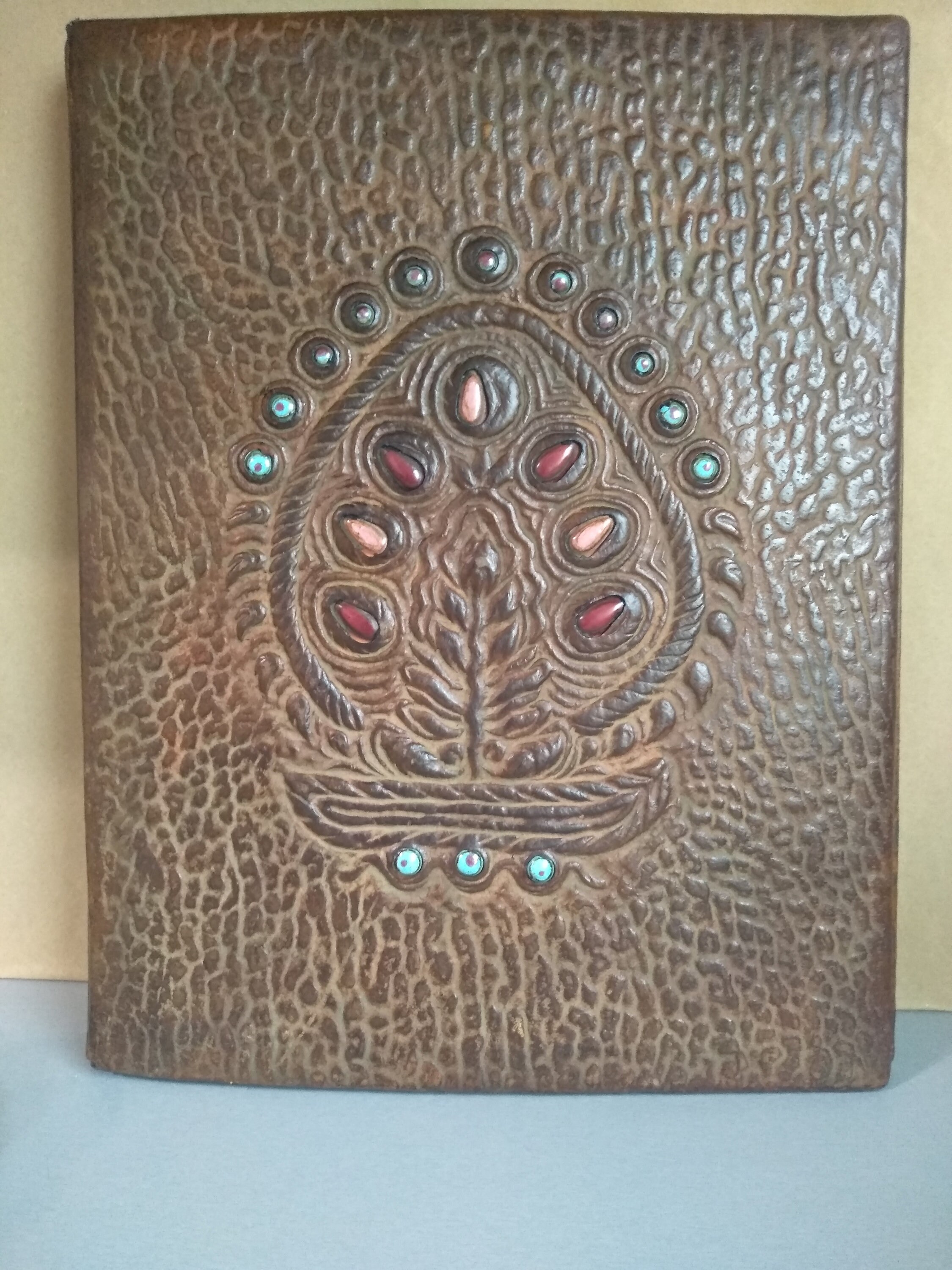 Genuine Embossed Leather Folder - Vintage Leather Book Cover - Large ...