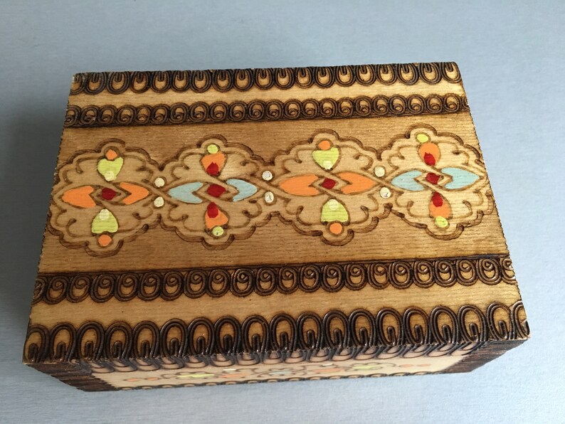 Vintage Pyrography Small Box - Vintage Wooden Box - Vintage Handmade ...