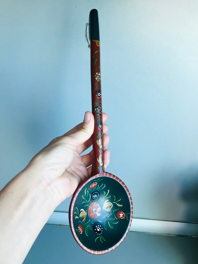 Vintage Bavarian Hand Painted Flowers Wooden Spoon Vintage - Etsy