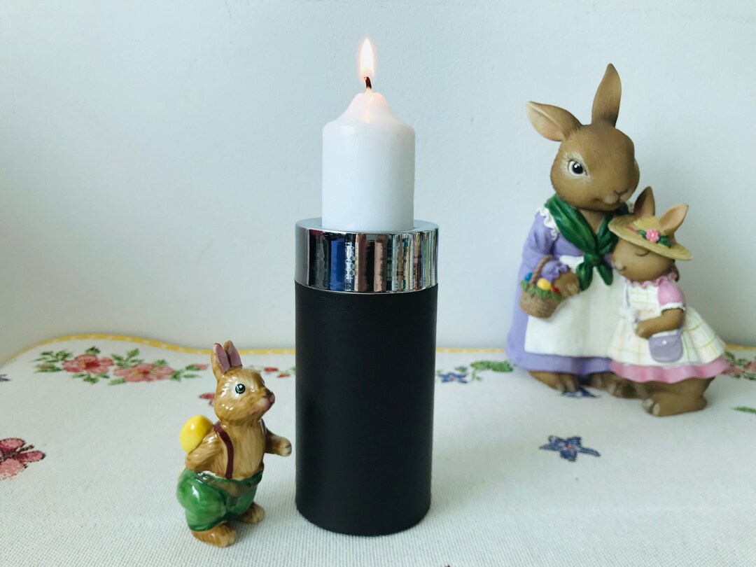 PHILIPPI Leather Candlestick - Brown Leather With Metal Candlestick - Etsy