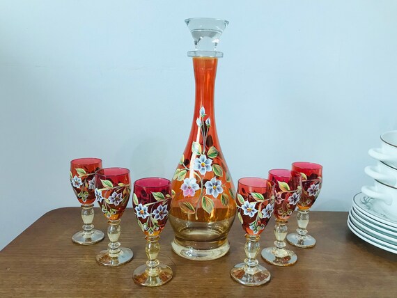Drink & Barware Vintage Bohemia decanter set of 6 glasses Barware etna ...