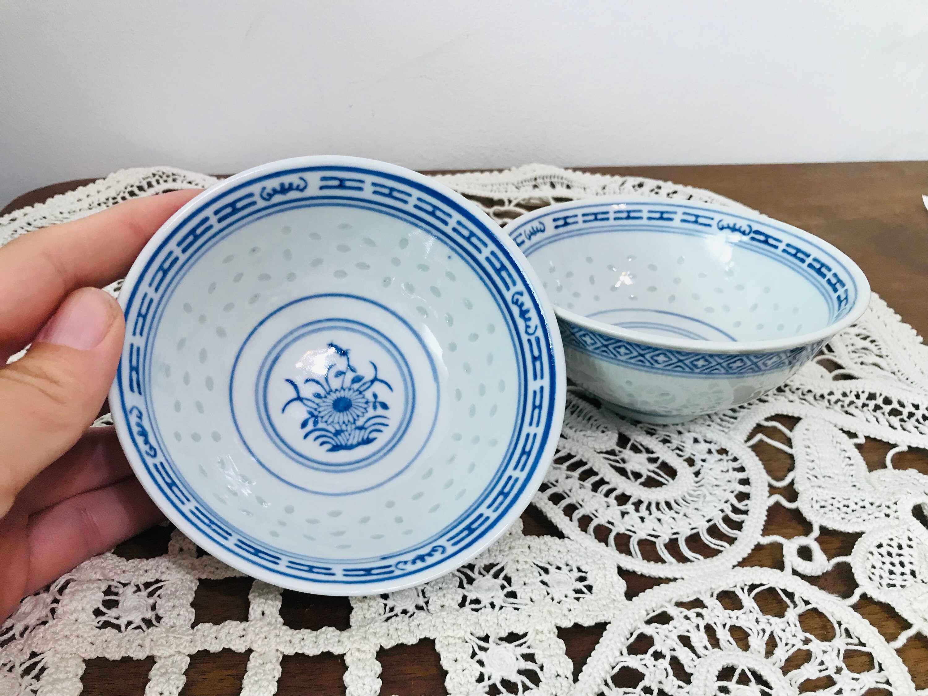 Vintage Set of 2 Chinese Rice Grain Porcelain Bowl Rice | Etsy
