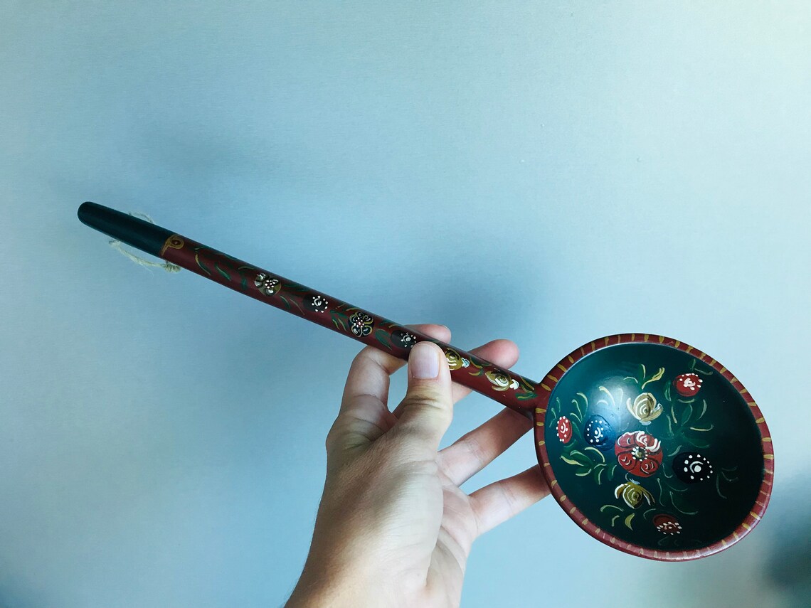 Vintage Bavarian Hand Painted Flowers Wooden Spoon Vintage - Etsy