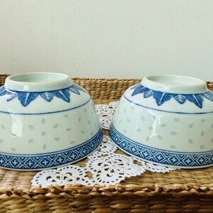 Vintage Set of 2 Chinese Rice Grain Porcelain Bowl - Rice Chinese Soup ...