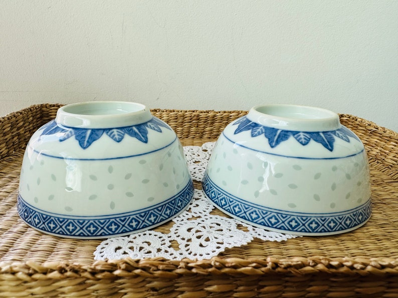 Vintage Set of 2 Chinese Rice Grain Porcelain Bowl - Rice Chinese Soup ...