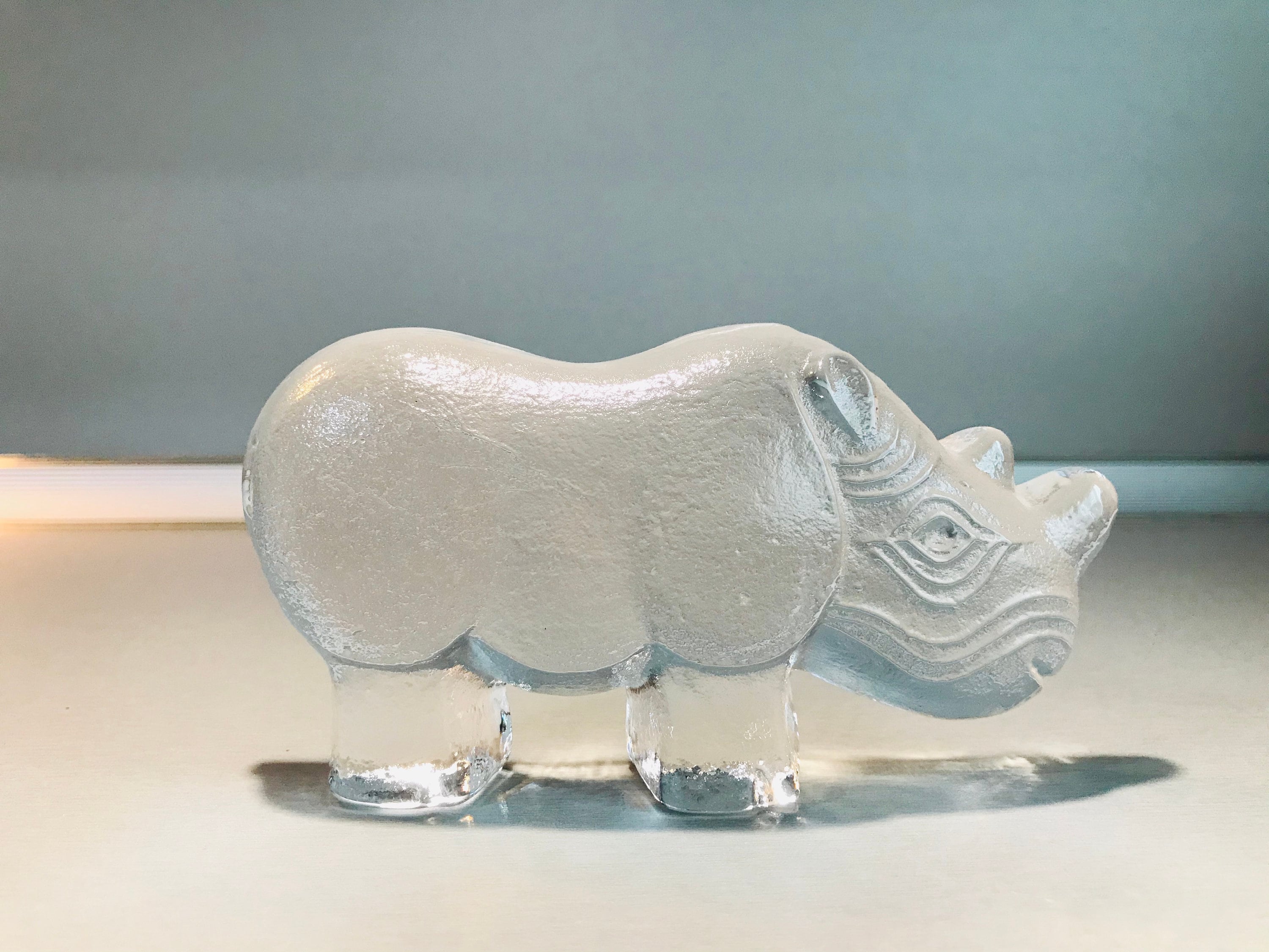 Vintage Royal Krona Glass Rhino - Swedish Glass Rhino - Etsy