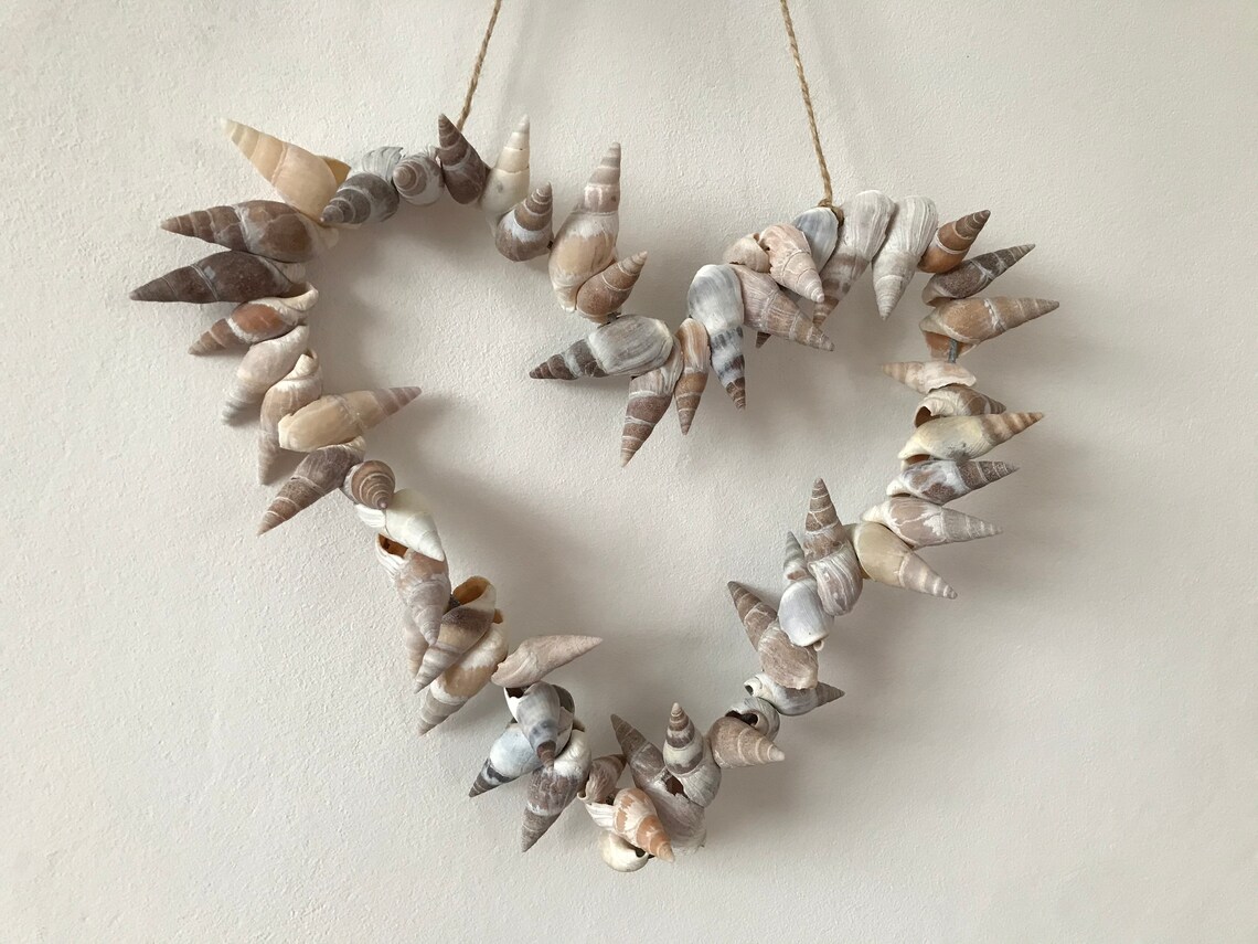 Beautiful heart with sea snail shells Conch Shells decor | Etsy