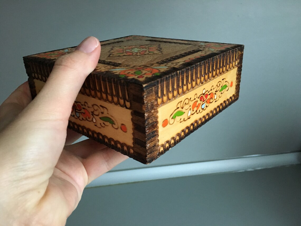 Vintage Pyrography Box Vintage Wooden Box Vintage Handmade - Etsy