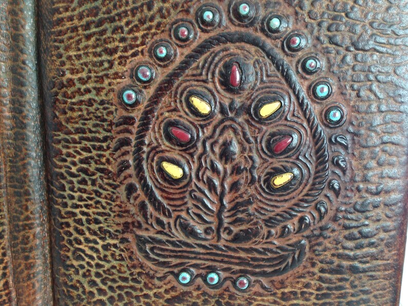 Genuine Embossed Leather Folder - Vintage Leather Book Cover - Large ...