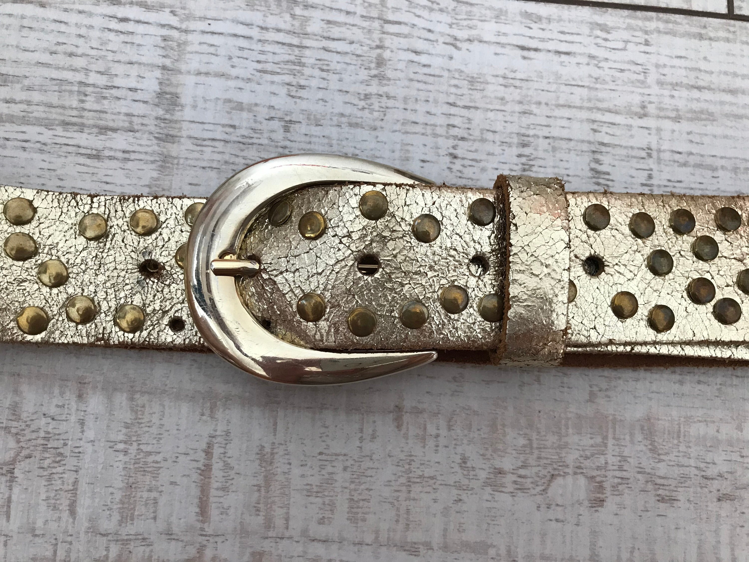 Genuine Leather Gold Belt Gold Leather Belt With Metal - Etsy