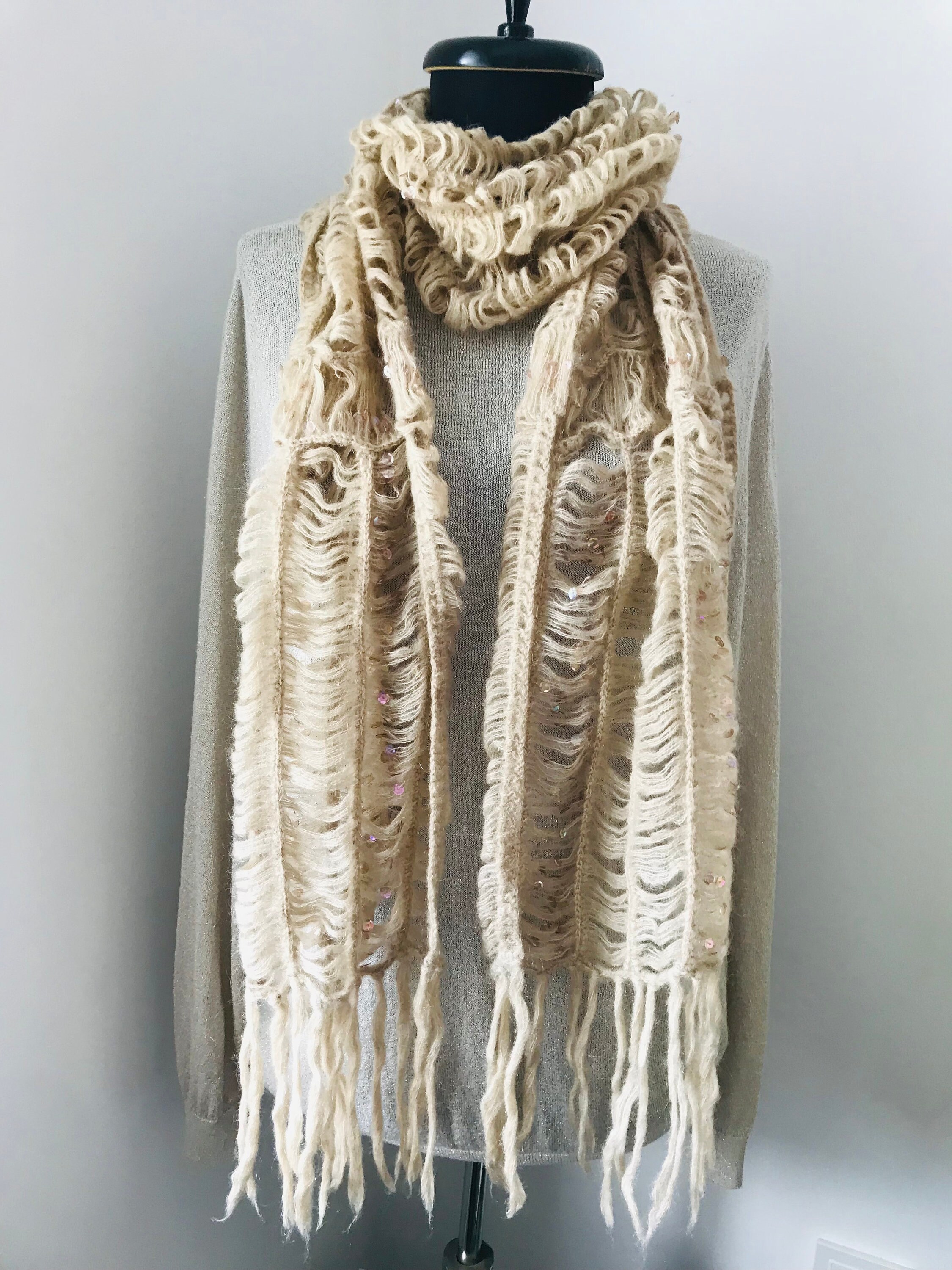 MARELLA Mohair Scarf - Mohair Scarf With Sequins - Etsy