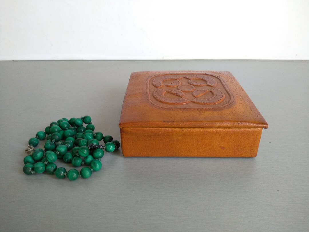 Vintage Genuine Leather Box - Vintage Leather Box - Leather Box ...