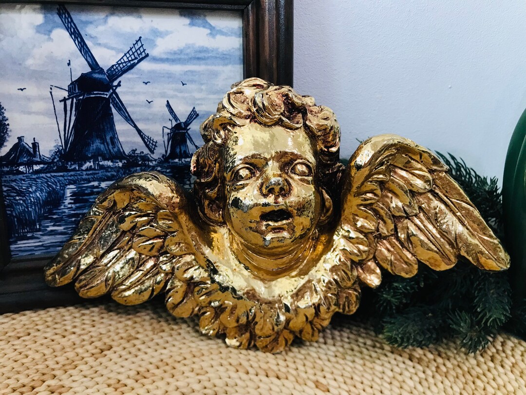 Gold Cherub Wall Hanging - Wall Gold Angel - Etsy
