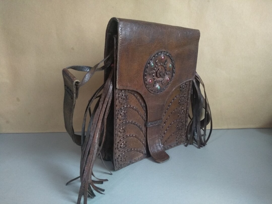 Vintage Genuine Leather Bag Retro Leather Bag Old Leather Bag From 70 ...
