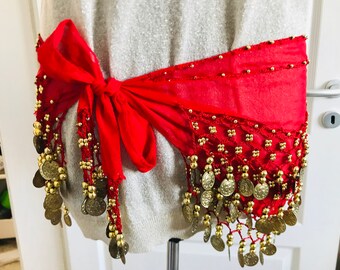 Red Belly Dance Hip Scarf - Etsy