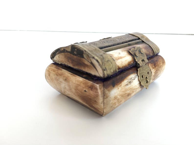 Bone with brass small box Trinket box Jewelry box | Etsy