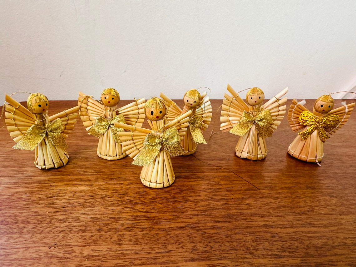 Set of 6 Straw Angel Ornament - Handmade Straw Angels - (11) - Etsy