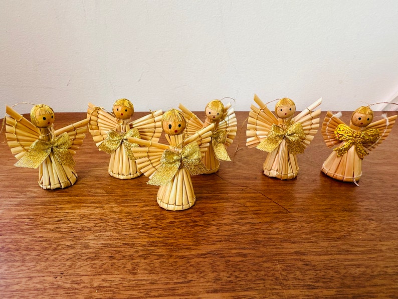 Set of 6 Straw Angel Ornament - Handmade Straw Angels - (11) - Etsy