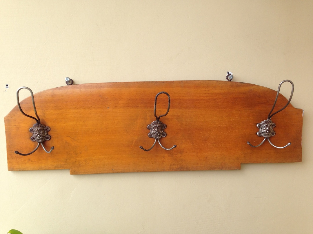 Vintage Wooden Clothes Hanger - Wooden Wall Hanger - Antique Coat Rack ...