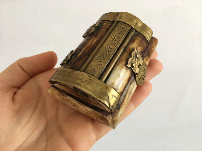 Bone with brass small box Trinket box Jewelry box | Etsy