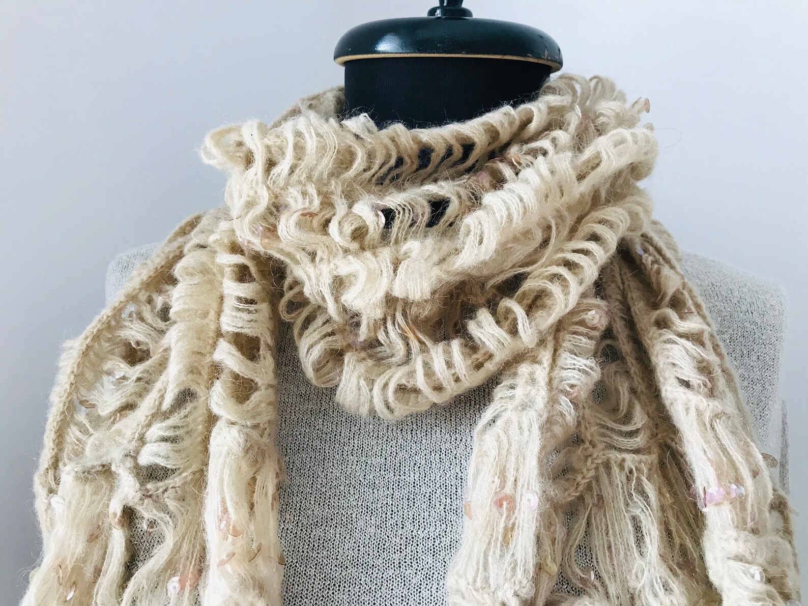 MARELLA Mohair Scarf - Mohair Scarf With Sequins - Etsy