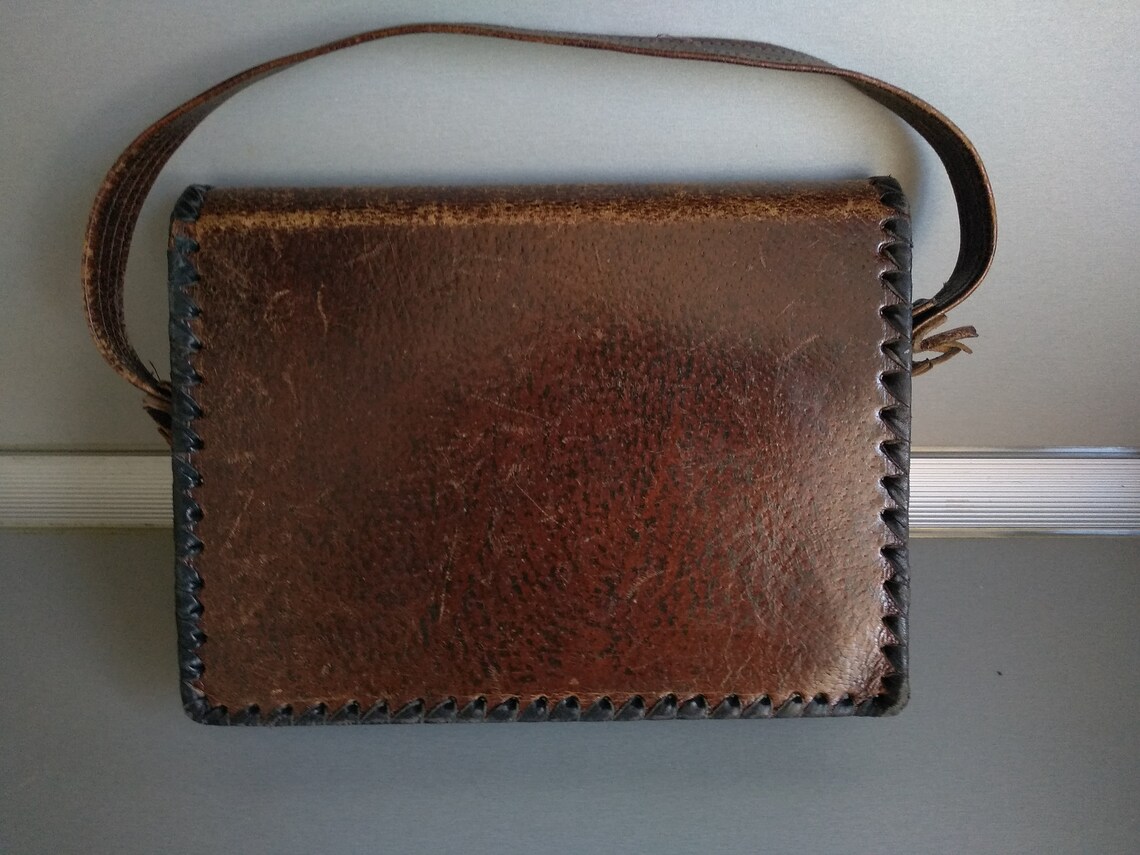 Vintage Genuine Leather Bag - Retro Leather Bag - Old Leather Bag From ...