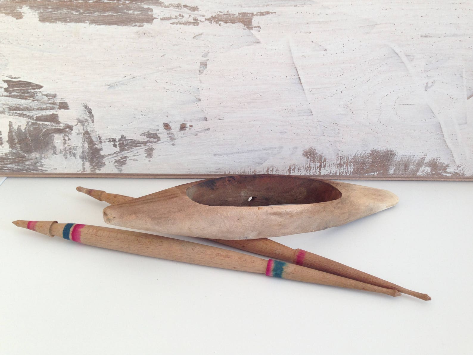Antique Loom Shuttle - Wooden Weaving Shuttles - Primitive Hand Weaving ...
