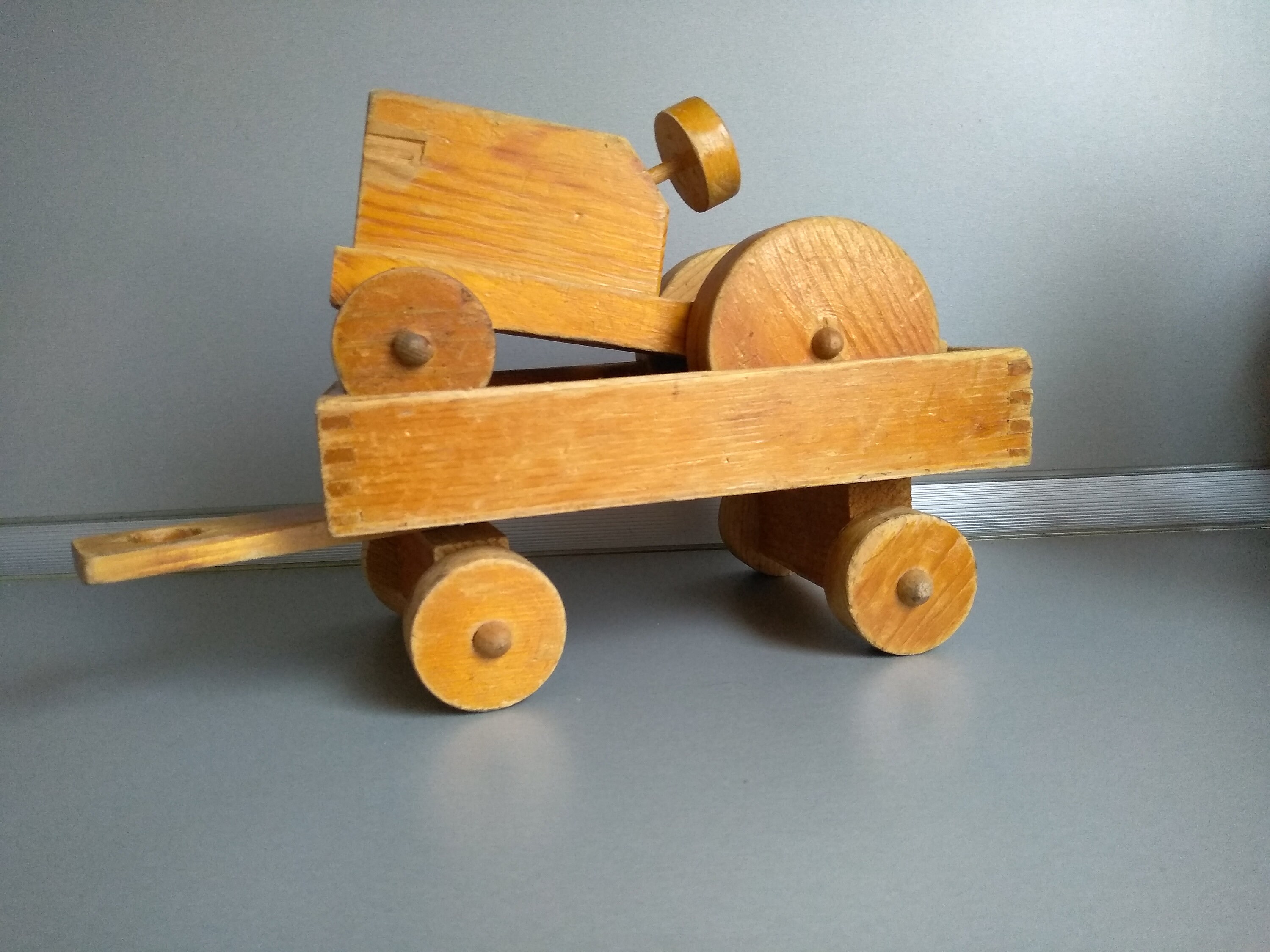 Vintage Wooden Tractor With Trailer - Wooden Car - Vintage Wooden Toy ...