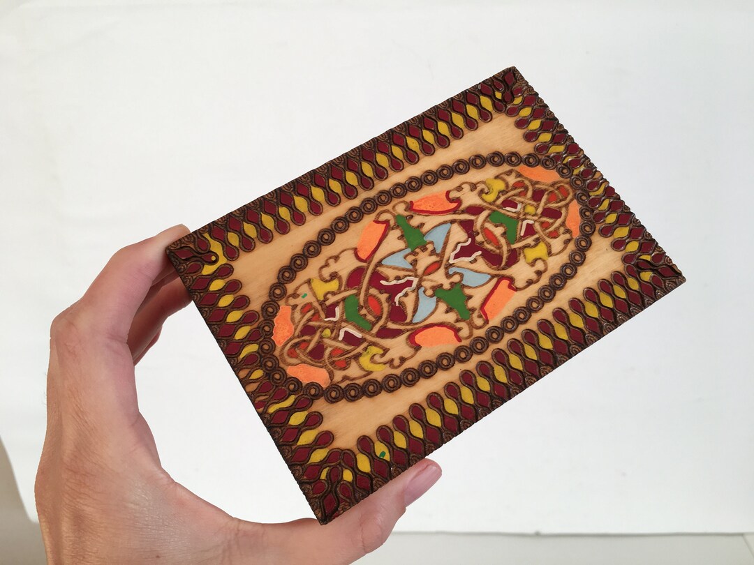 Vintage Pyrography Small Box - Vintage Wooden Box - Vintage Handmade ...