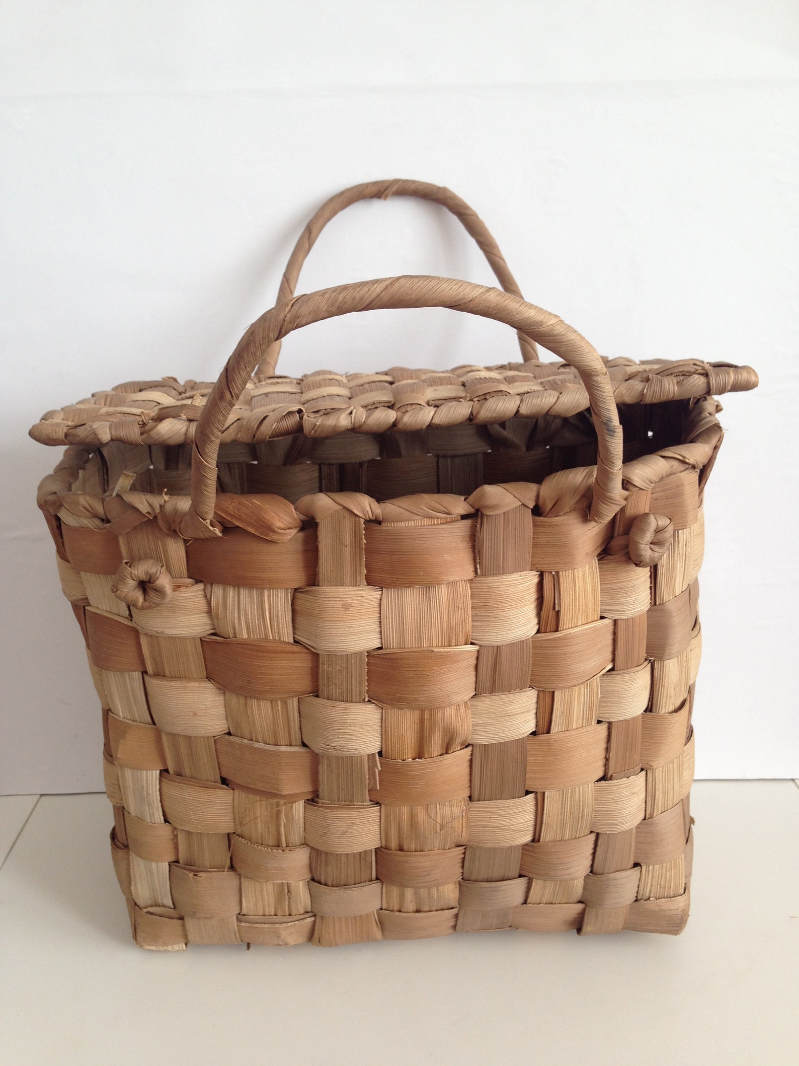 Vintage Straw Bag - Straw Basket - Summer Carrycot Bag - Beach Bag ...