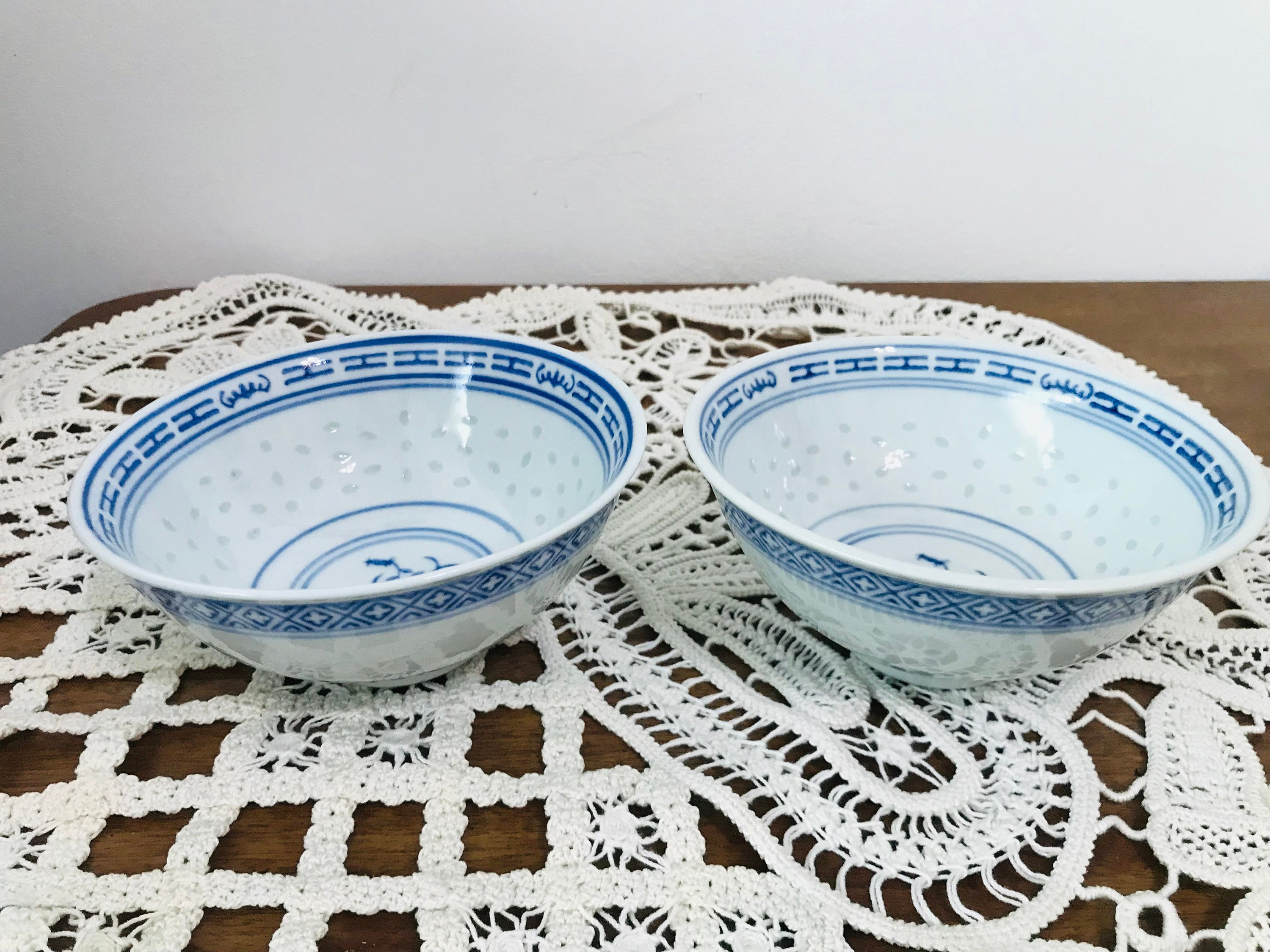 Vintage Set of 2 Chinese Rice Grain Porcelain Bowl Rice | Etsy